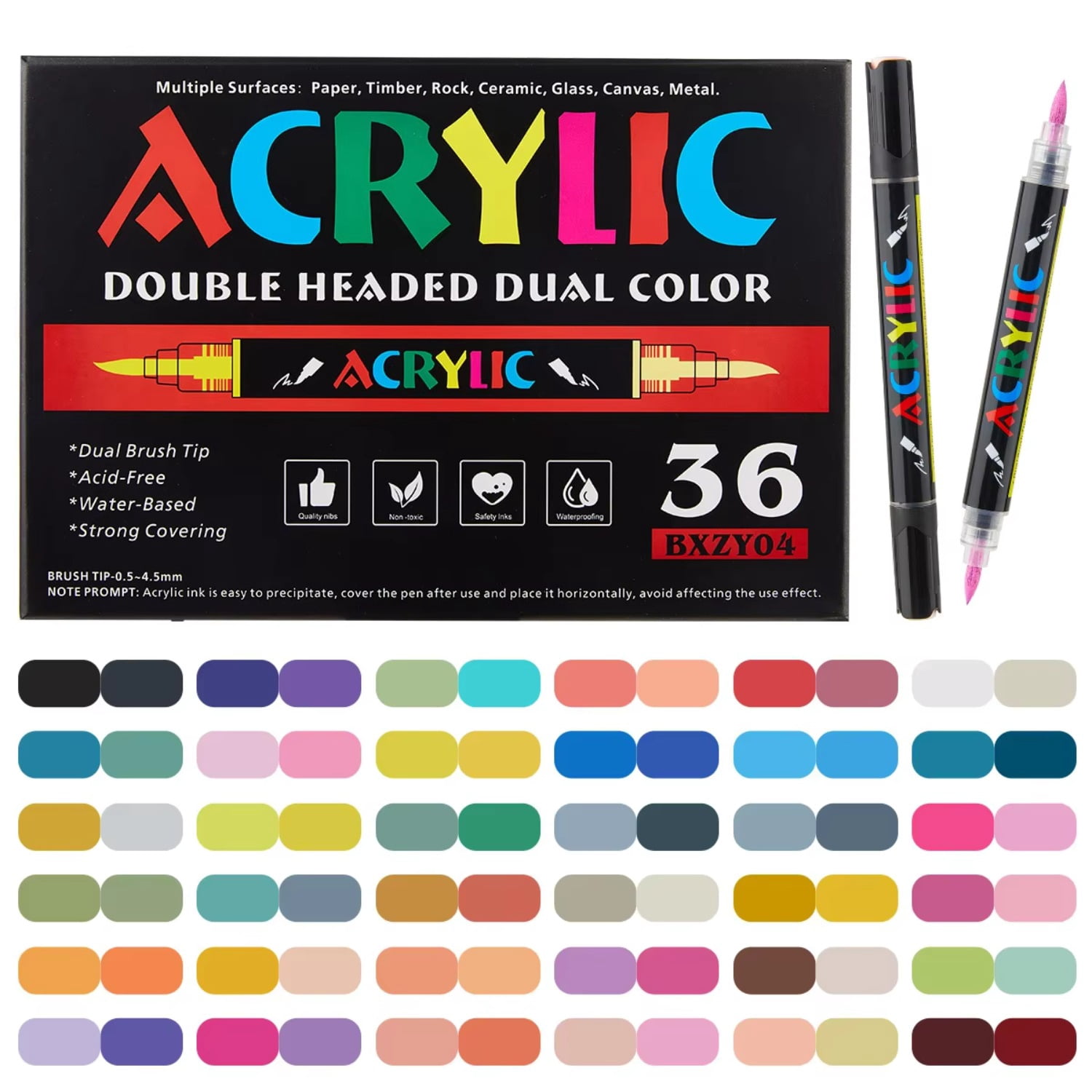 Acrylic Marker With Dual Brush Tips Dual Color,Automatic Ink Control ...