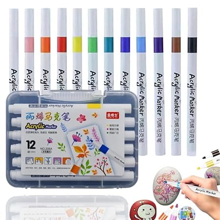 Acrylic Markers Pen Paint Set 12Pc Acrylic Paint Pen Set Paint Marker ...