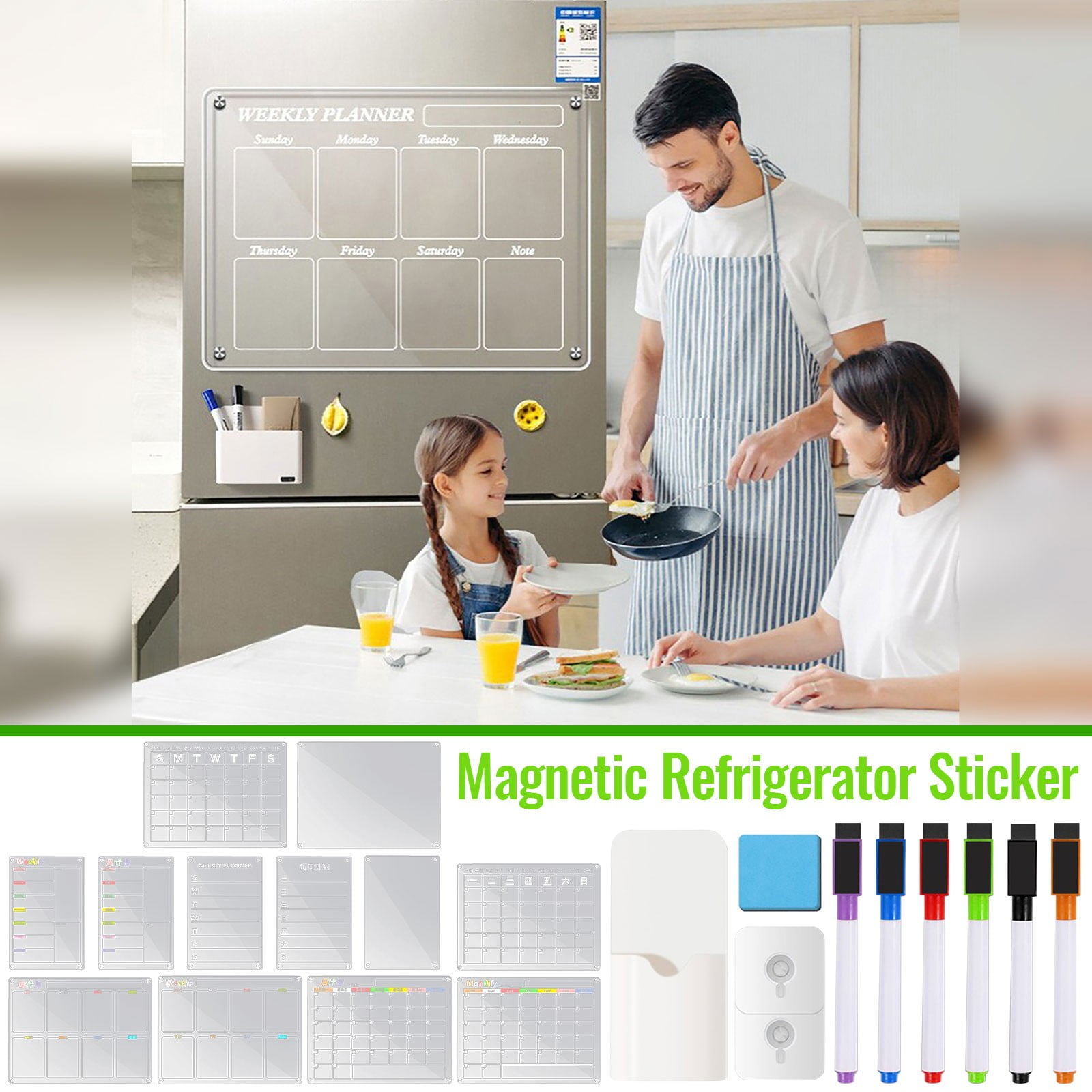 Acrylic Meal Planner Magnetic Menu Board, Clear Weekly Calendar ...