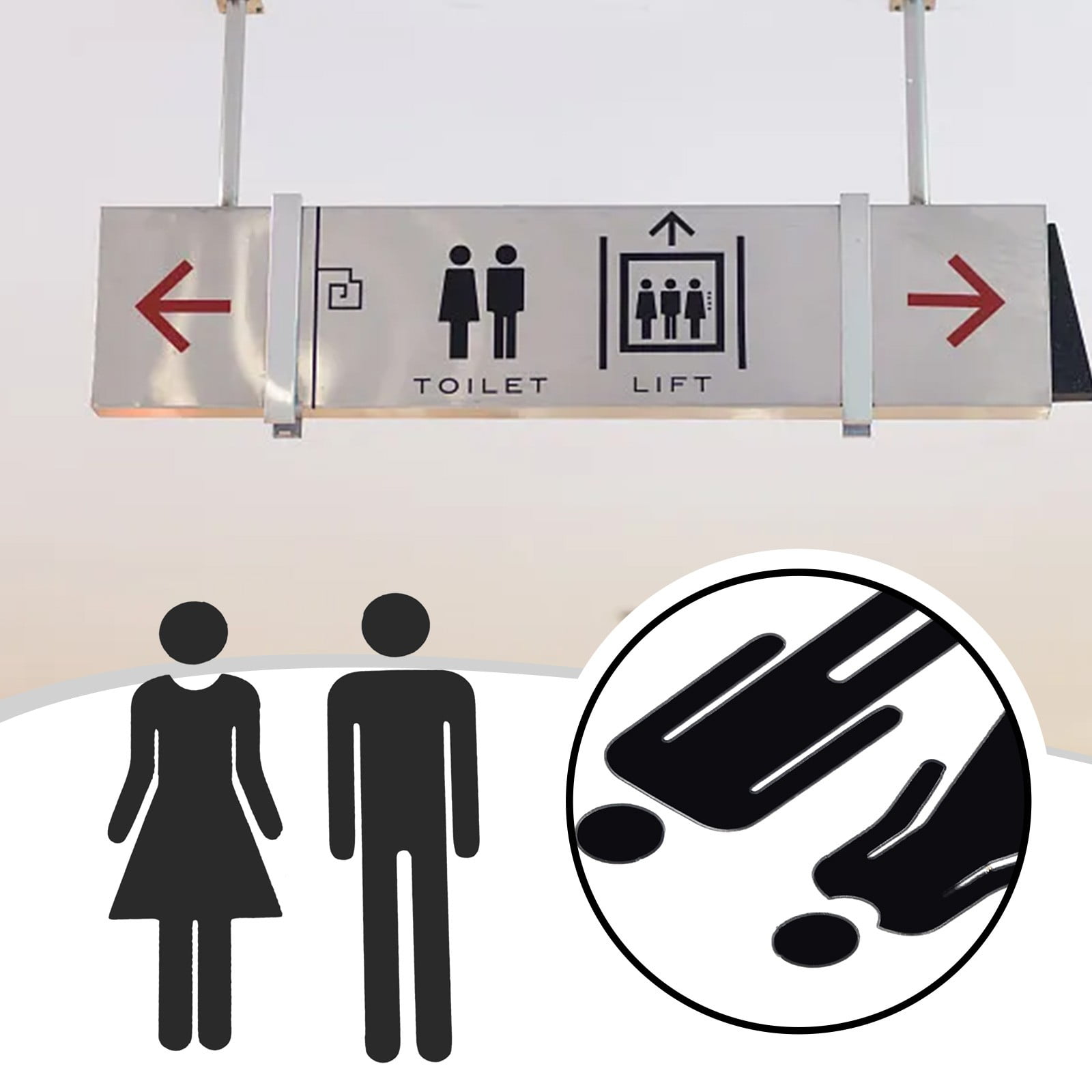 Acrylic Men & Women Toilet Door Sign for Washroom Restroom Sticker ...
