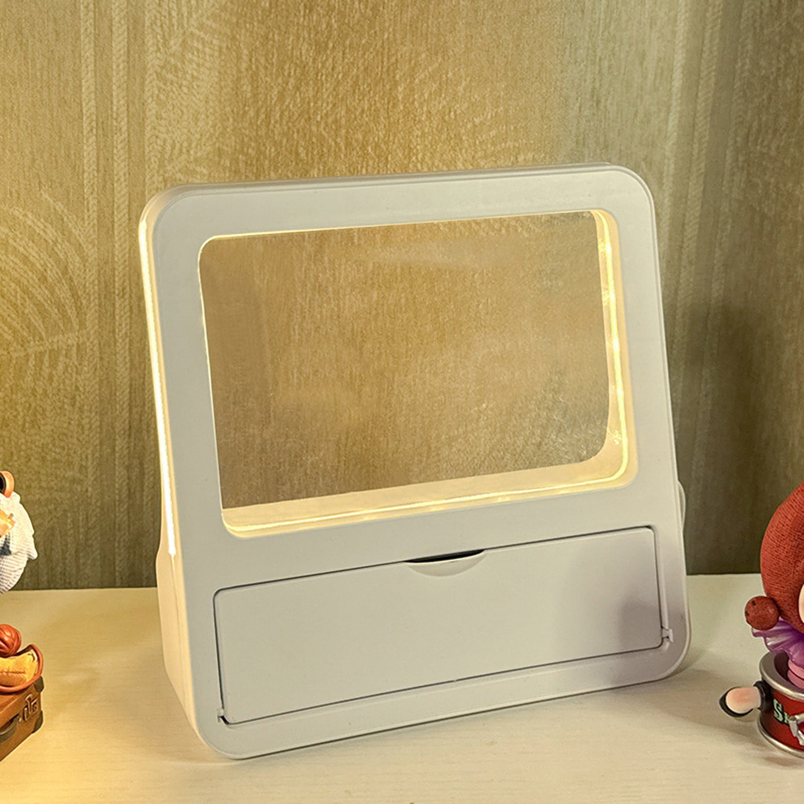 Acrylic Message Board Night Light with Storage Box, White Transparent ...