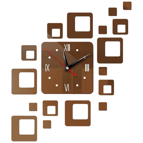 Acrylic Mirror Surface Hollow Out Rounded Square Wall Sticker Clock ...