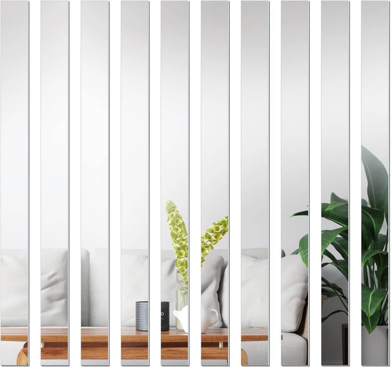 Acrylic Mirror Wall Stickers 20" x 2" Striped Mirror for Living Room ...