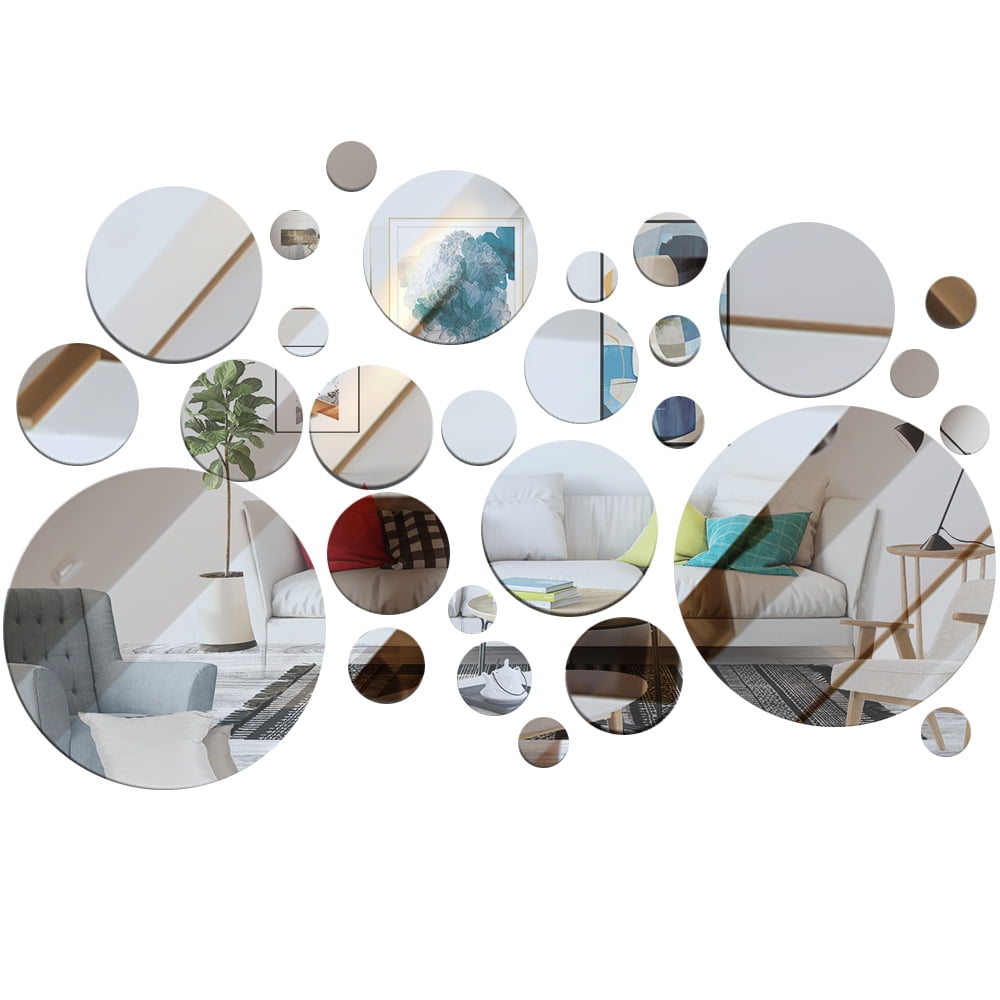 Acrylic Mirror Wall Stickers, Bathroom Wall Sticker Art, Removable Wall ...