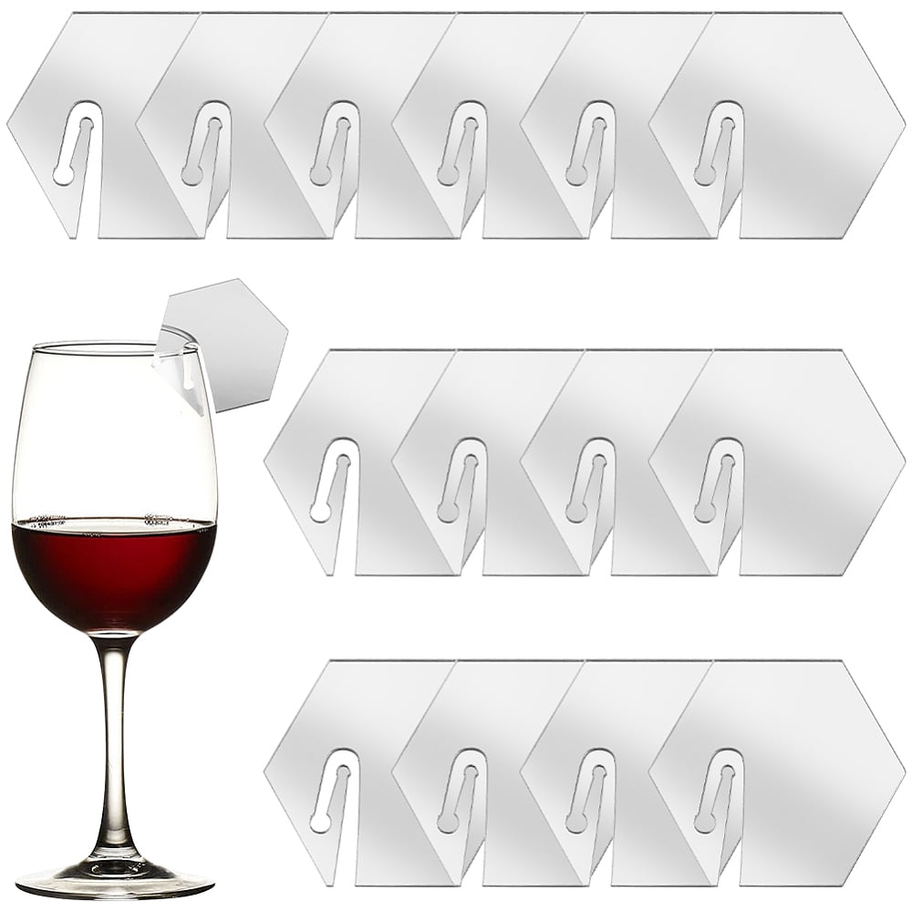 Acrylic Mirror Wine Glass Charms Goblet Marker Silver 45x49.5x1.5mm ...