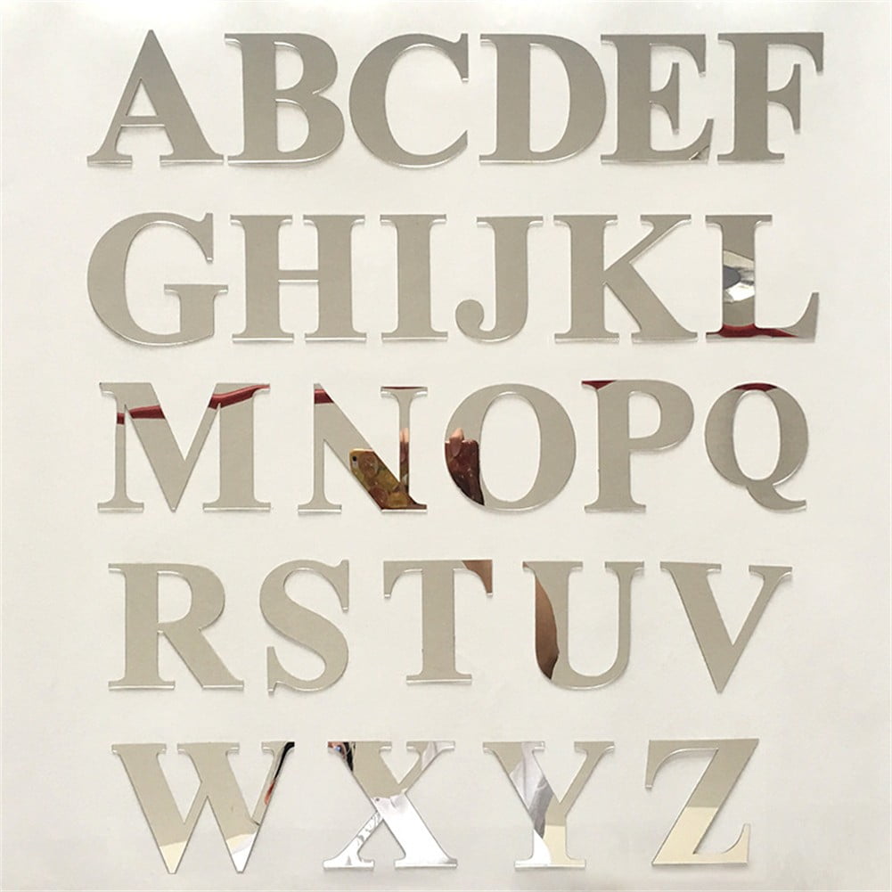 Acrylic Mirrors Wall Stickers 26 Alphabet English Letters Diy Decor ...