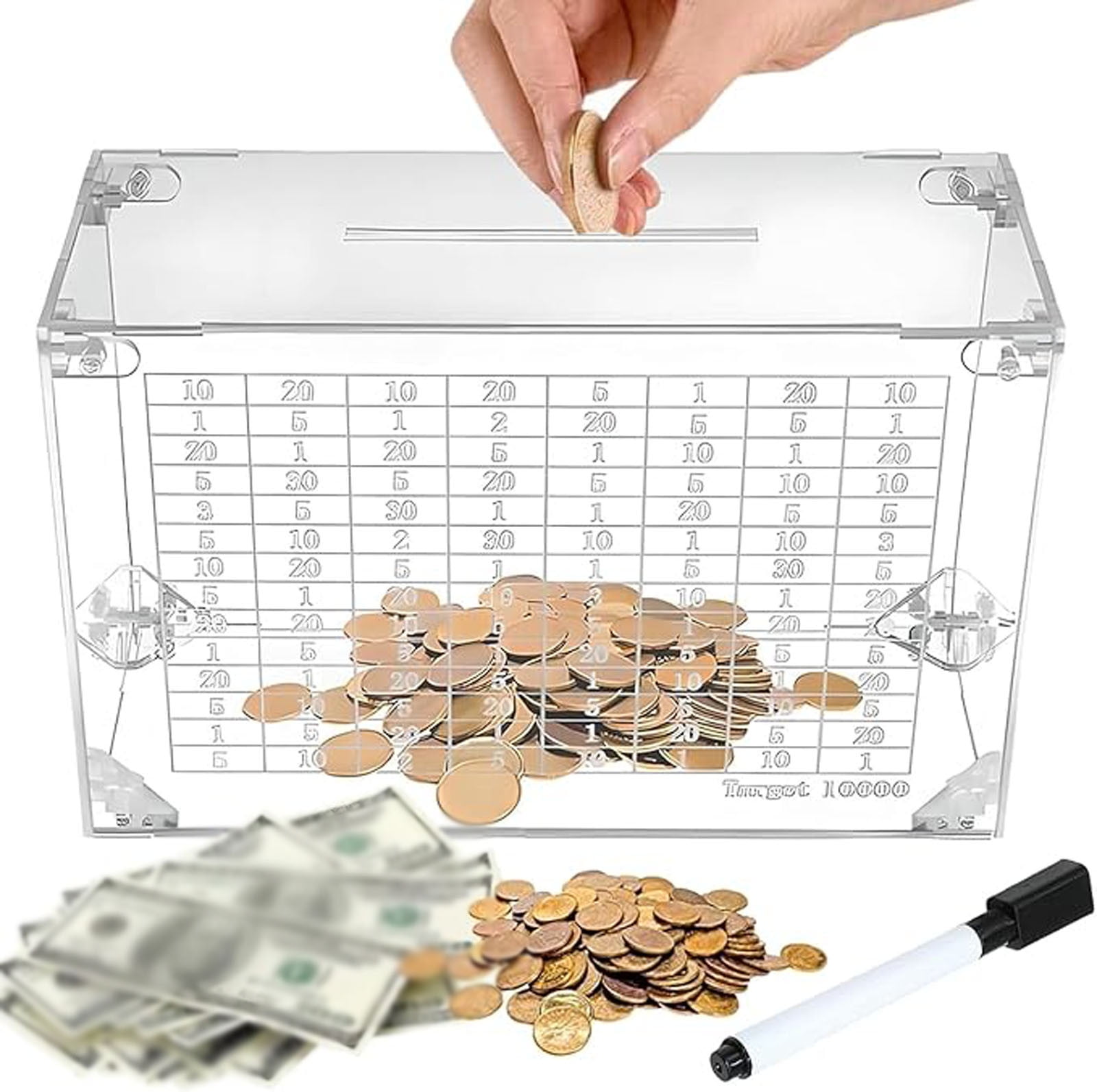 Acrylic Money Saving Jar | Transparent Countertop Coin Bank | Kids ...