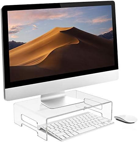 Acrylic Monitor Stand - 12 x 8 x 3 - Clear Laptop Riser with Carry ...