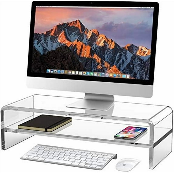 Acrylic Monitor Stand, 2 Tiers Computer Monitor Riser(20x8x5.5 Inch ...