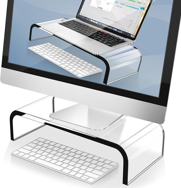 Acrylic Monitor Stand, Premium Large Monitor Riser 20 inch, Crystal ...