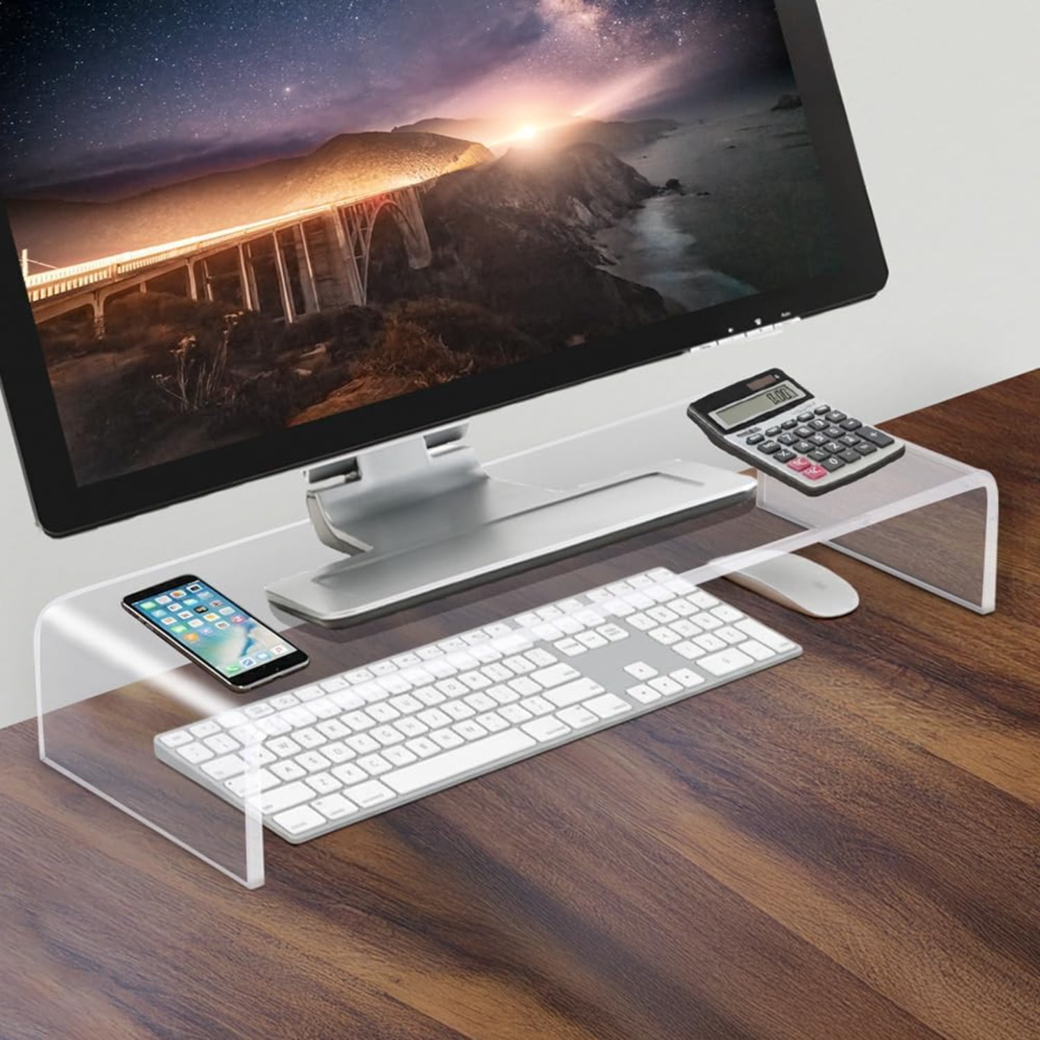 Acrylic Monitor Stand, Premium Large Monitor Riser 20 inch, Crystal ...