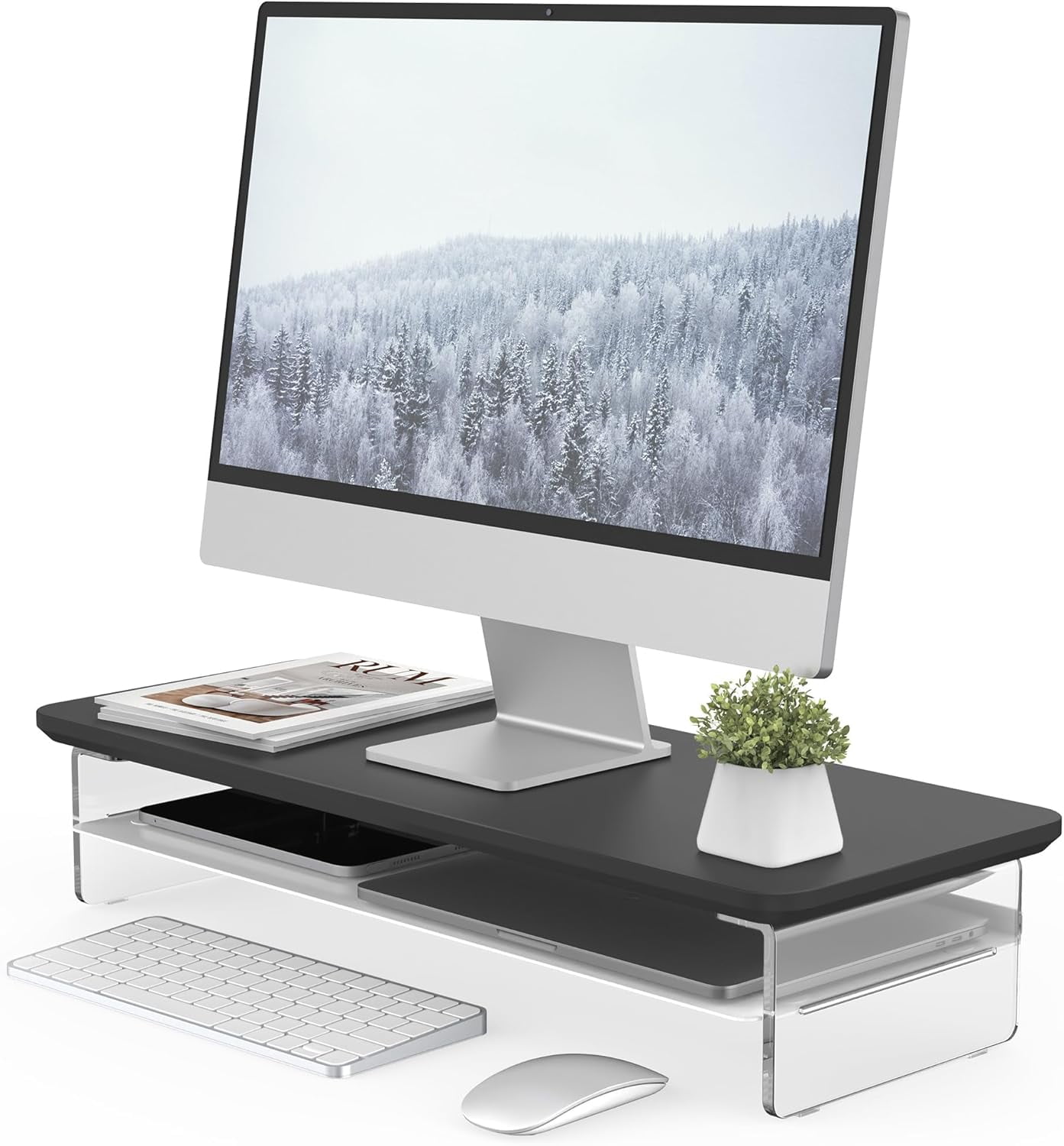 Acrylic Monitor Stand Riser, 23.6 Inches Monitor Stand with Metal ...