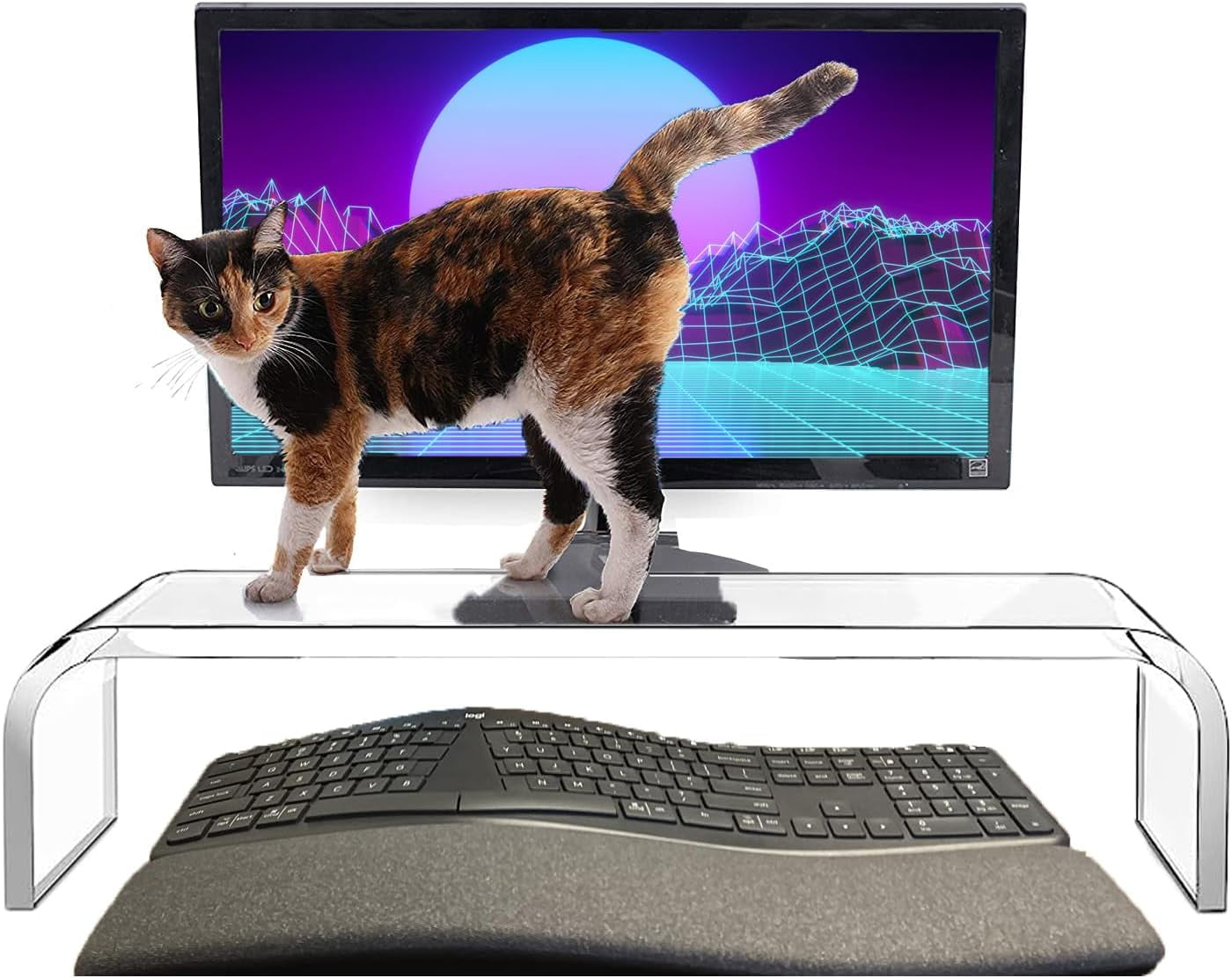 Acrylic Monitor Stand Riser Crystal Clear Monitor Riser, 21 inch large ...