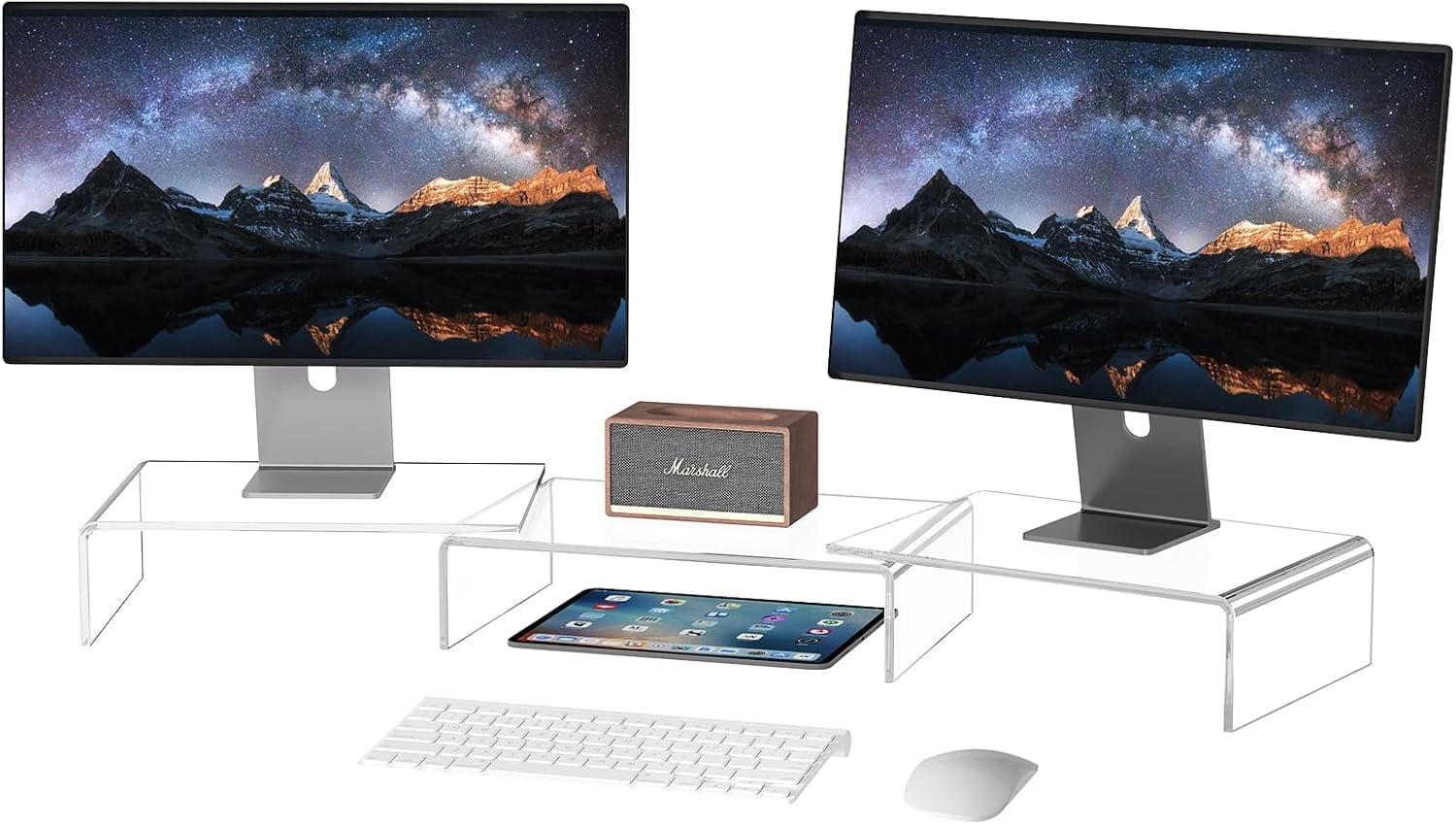 Acrylic Monitor Stand Riser,Dual Monitor Stand with Adjustable Length ...