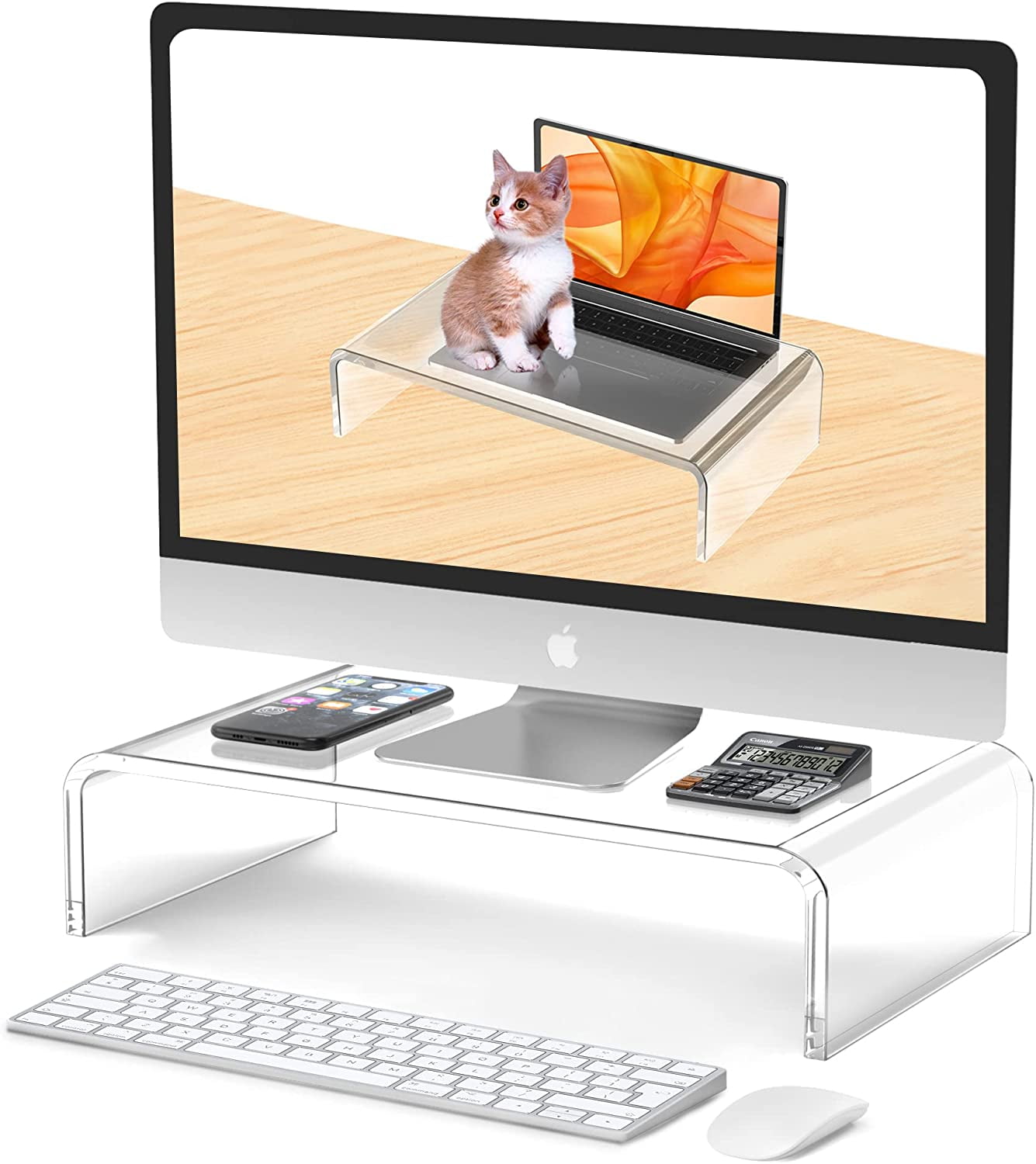Acrylic Monitor Stand Riser Acrylic Laptop Stand for Desk Clear ...