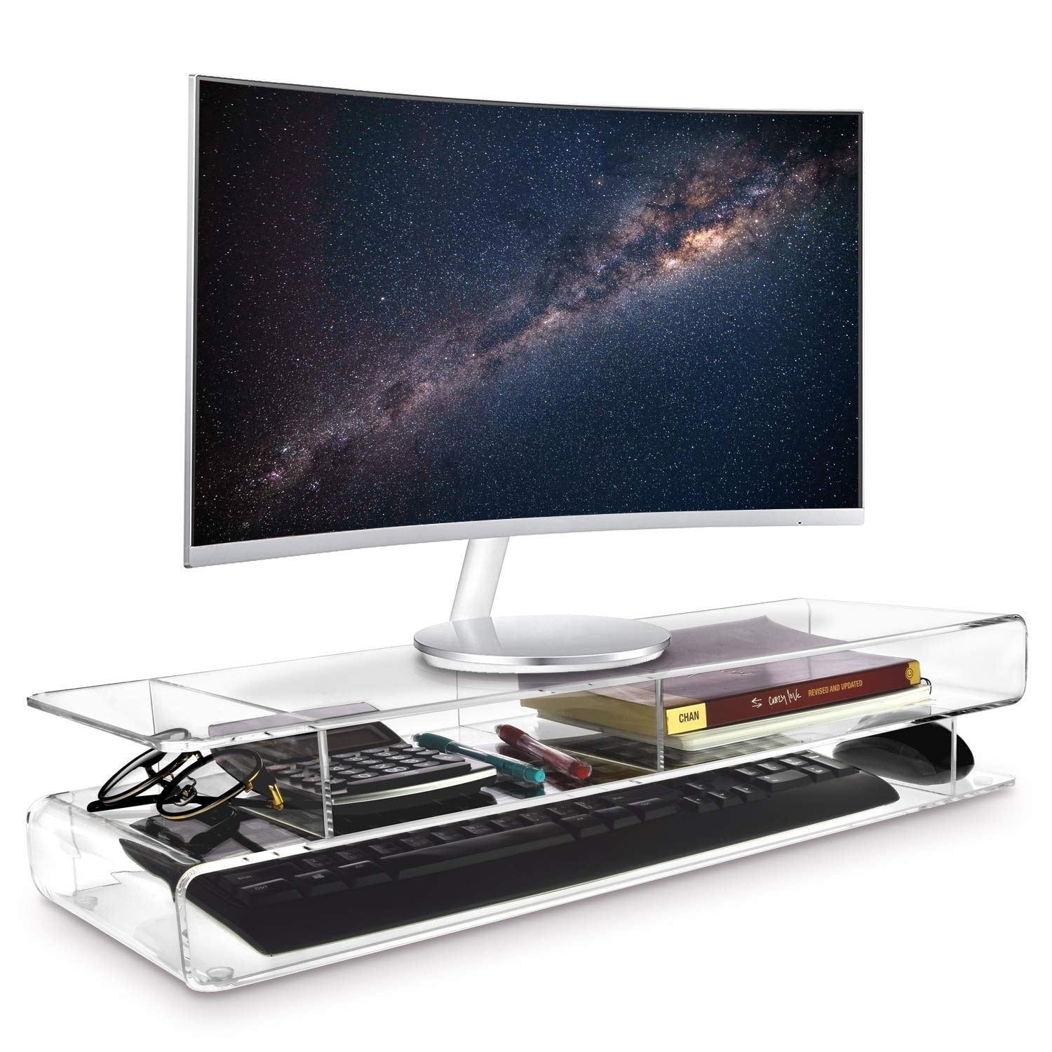Acrylic Monitor Storage Riser Desk & Countertop Stand - Walmart.com