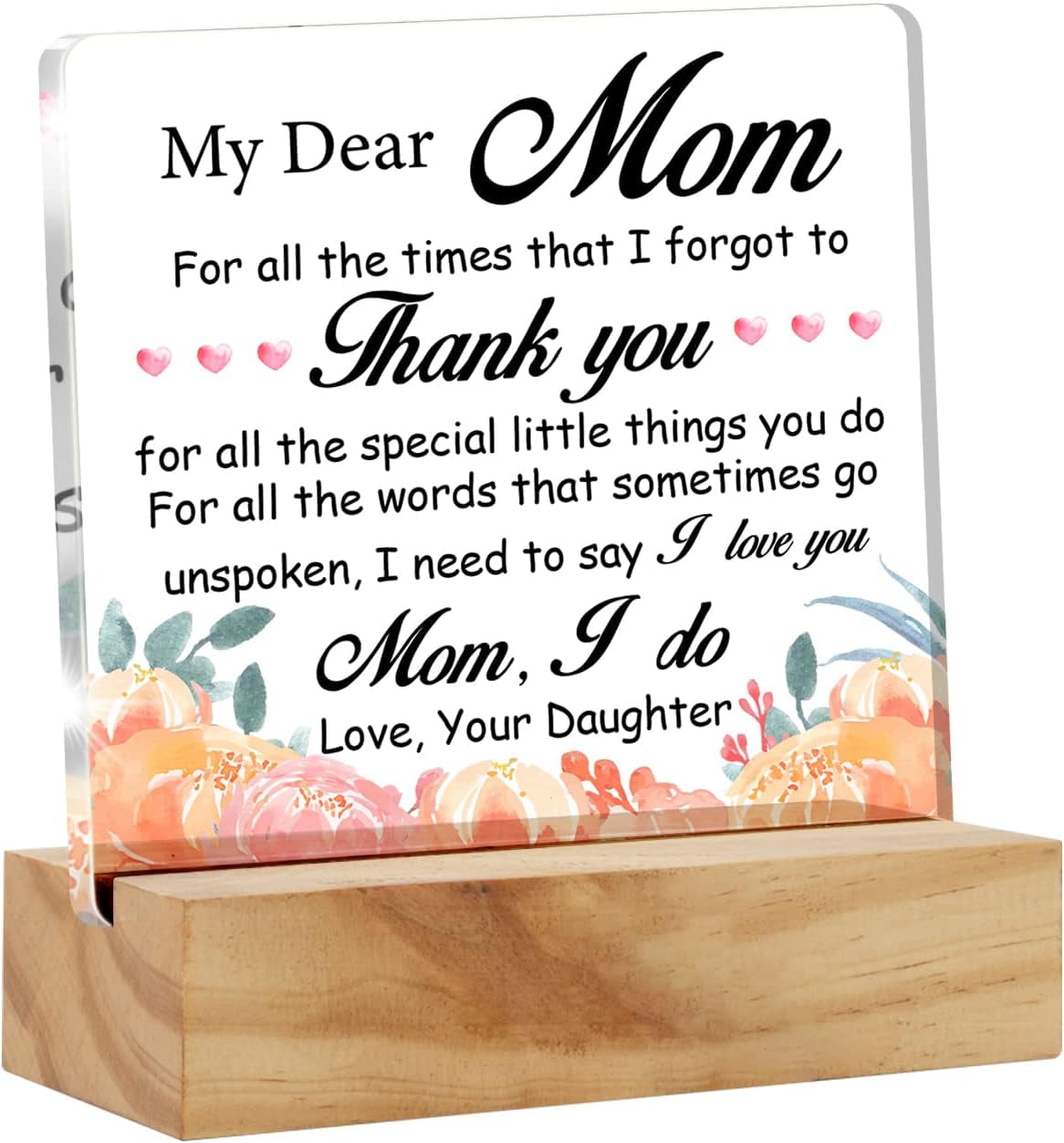 Acrylic Mother Grateful Gift Mom Desk Decor Present, My Dear Mom Thank ...
