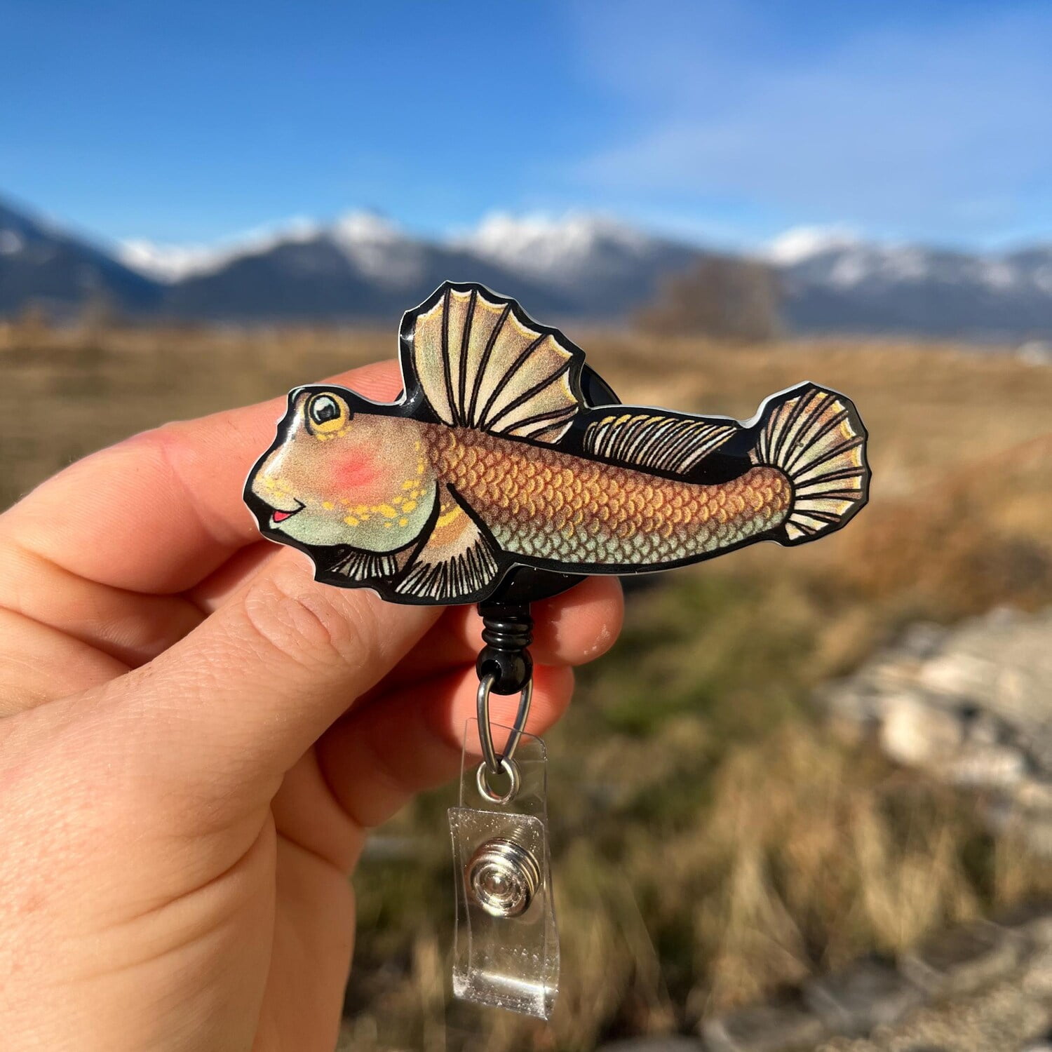 Acrylic Mudskipper Badge Reel ID holder: Gift for Fish Animal Lovers ...