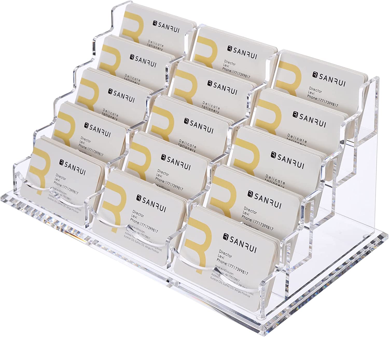 Acrylic Multiple Business Card Holder Display for Desk , 15 Slots ...