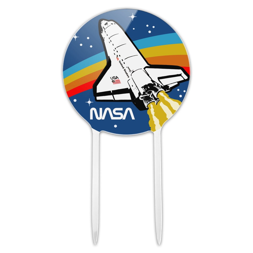 Acrylic NASA Logo Over Space Shuttle with Rainbow Cake Topper Party ...
