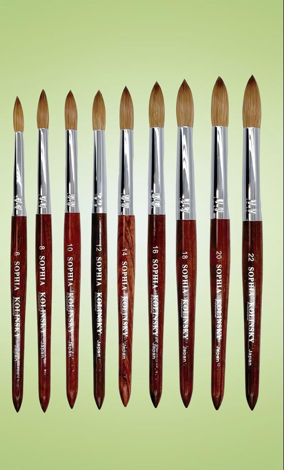 Acrylic Nail Brush Pure Kolinsky Hair Round Shape Redwood handle Size ...