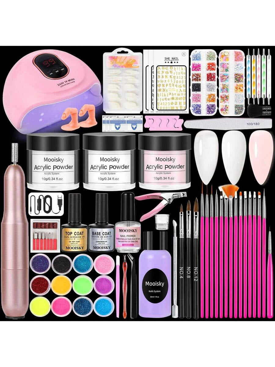 Acrylic Nail Kit - 3 Colors With 75ml Monomer Liquid, - Nail Kit ...