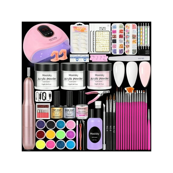 Acrylic Nail Kit - 3 Colors With 75ml Monomer Liquid, - Nail Kit ...