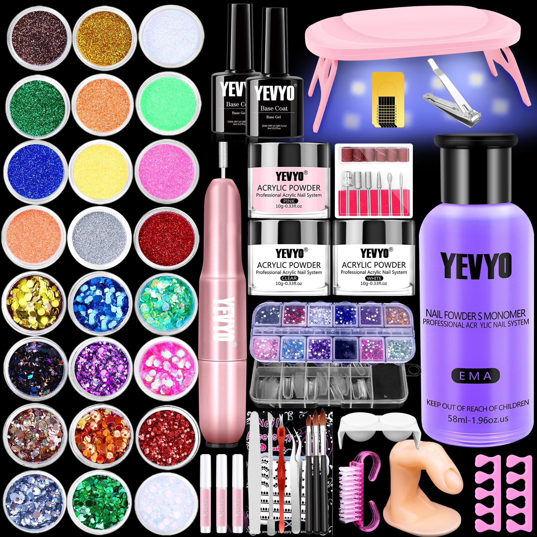Acrylic Nail Kit with Drill and UV Light, Nail Kit for Beginners with ...