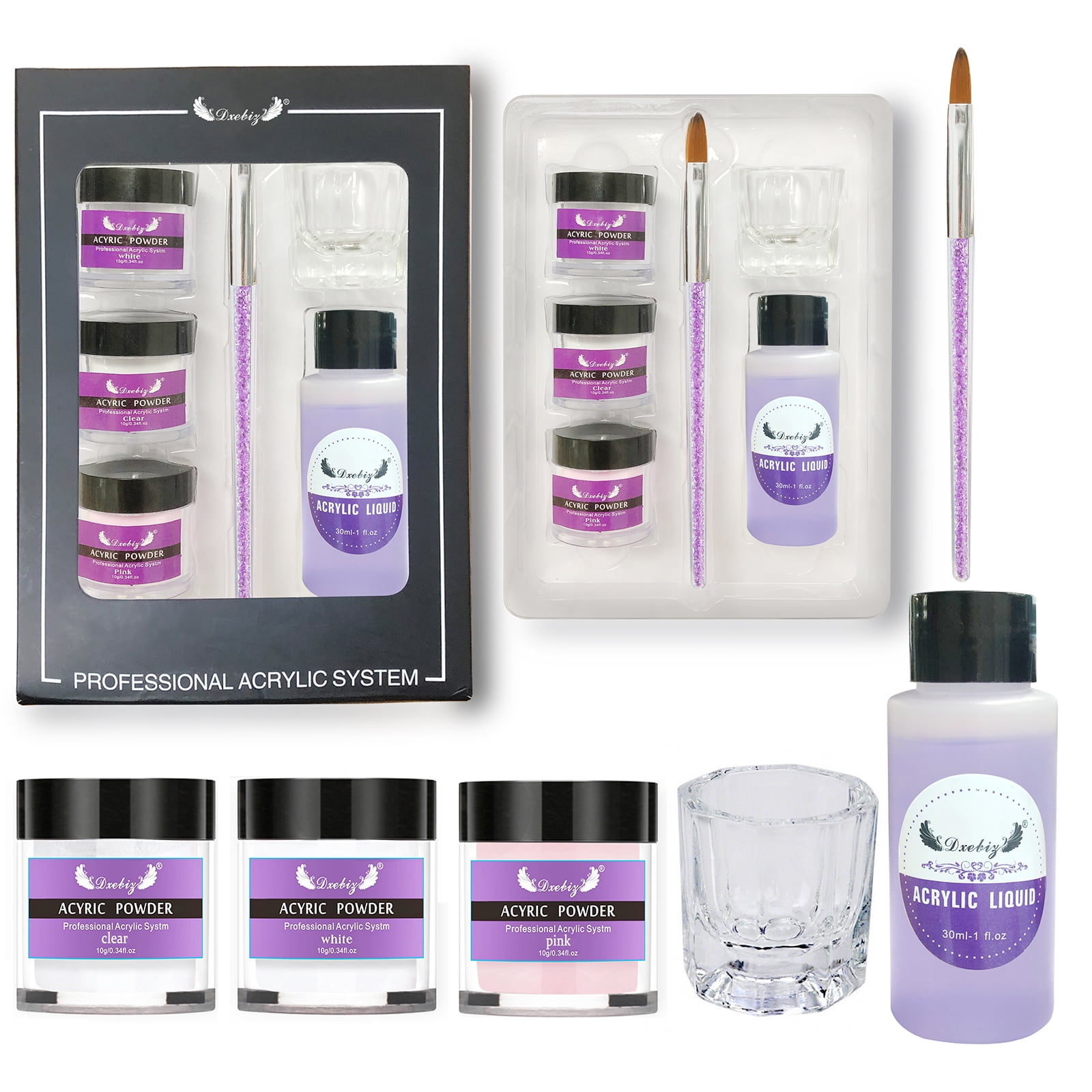 Acrylic Nail Kit,Liquid Set Nail Beauty Kit Rusuo Nail Tools Nail Tools ...