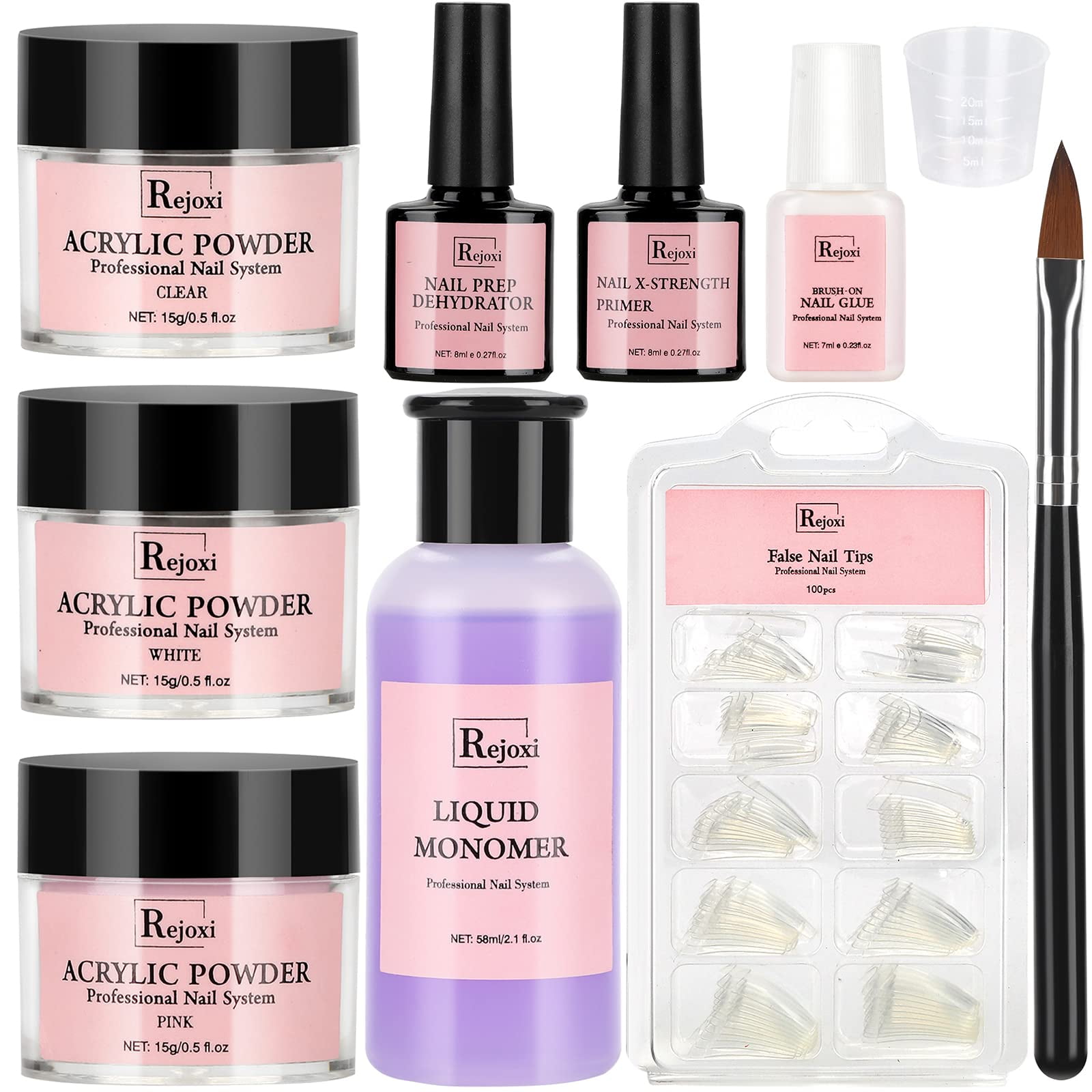 Acrylic Nail Kit with Prep Dehydrator and Primer, Acrylic Nail Powder ...
