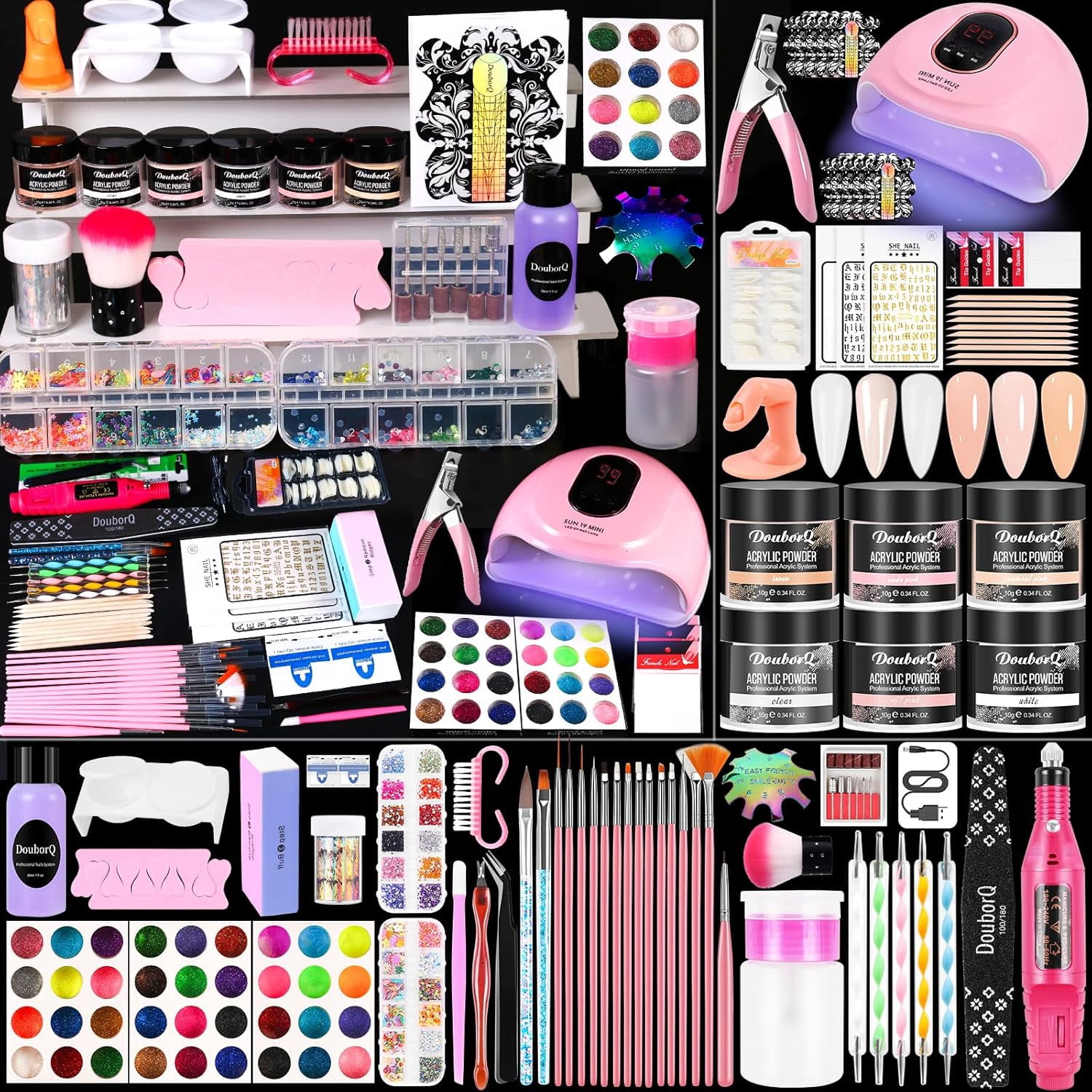 Acrylic Nail Kit With Drill And U V Light Full Set Professional Starter ...