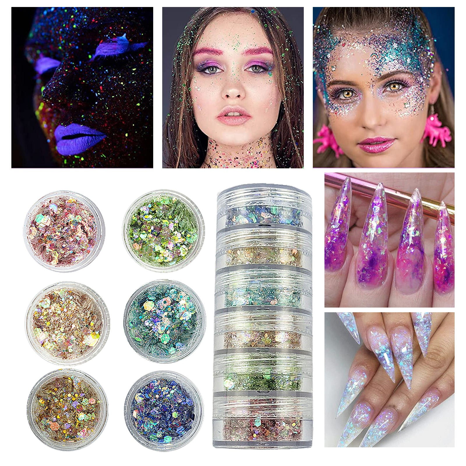 Acrylic Nail Stuff Nails Sequins Glitter Thick Fluorescent Color ...