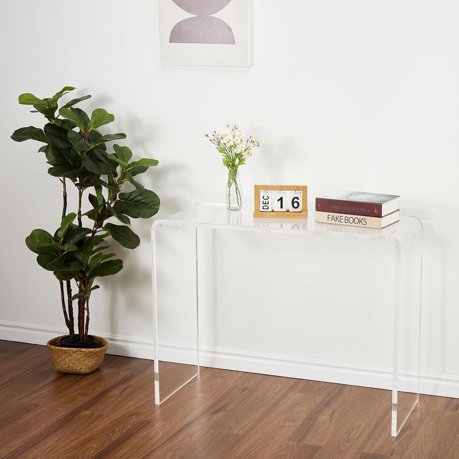 Acrylic Narrow Console Table for Entryway, Clear Acrylic Table with ...