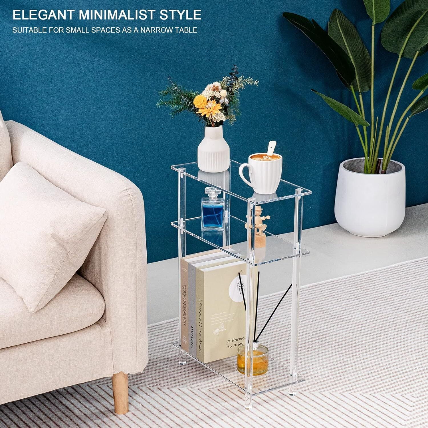 Acrylic Narrow Side Table Acrylic Printer Stand 7" Wide Skinny ...