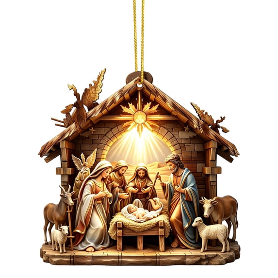 Acrylic Nativity Ornaments for Christmas Tree, Detailed Nativity Scene ...