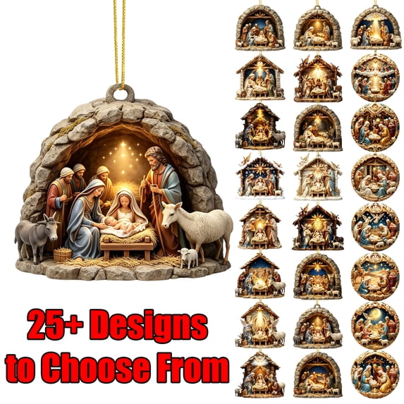 Acrylic Nativity Ornaments for Christmas Tree, Detailed Nativity Scene ...