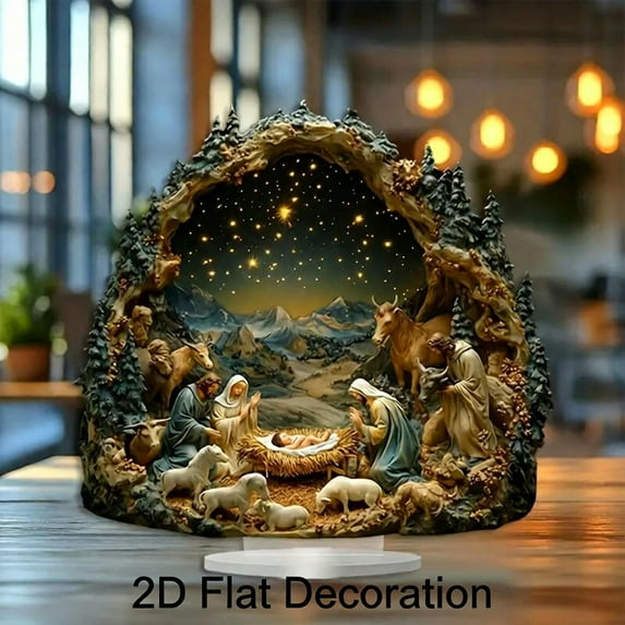 Ywbawe, 2D Acrylic Nativity Scene Christmas Decoration Set for Desk ...