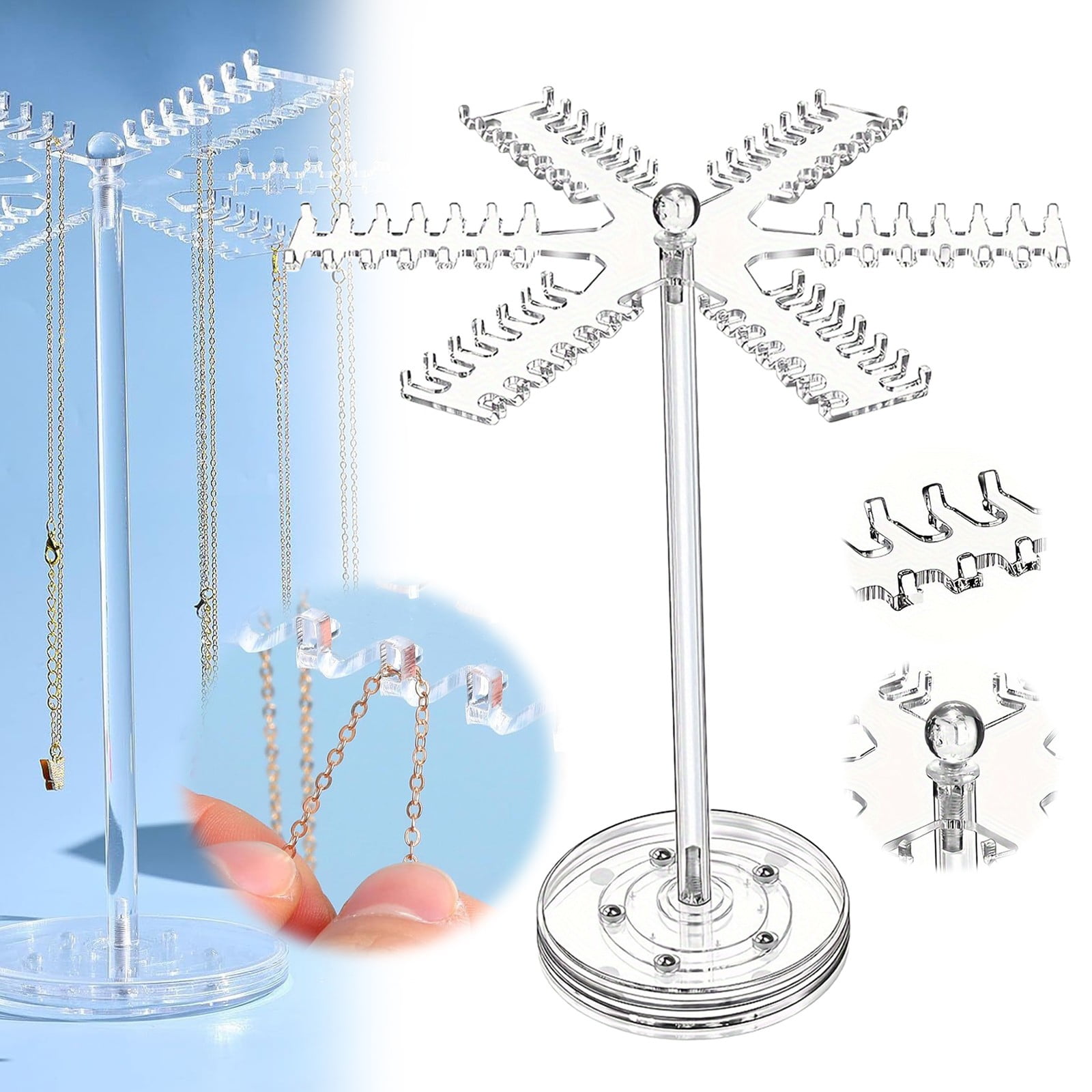 Acrylic Necklace Storage Device, Rotating Necklace Rack Hanger ...