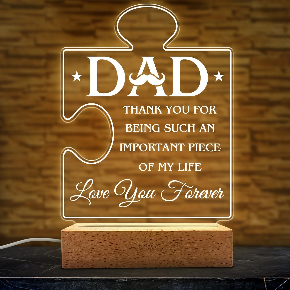 Acrylic Night Light for Dad - Thank You for Being an Important Piece of ...