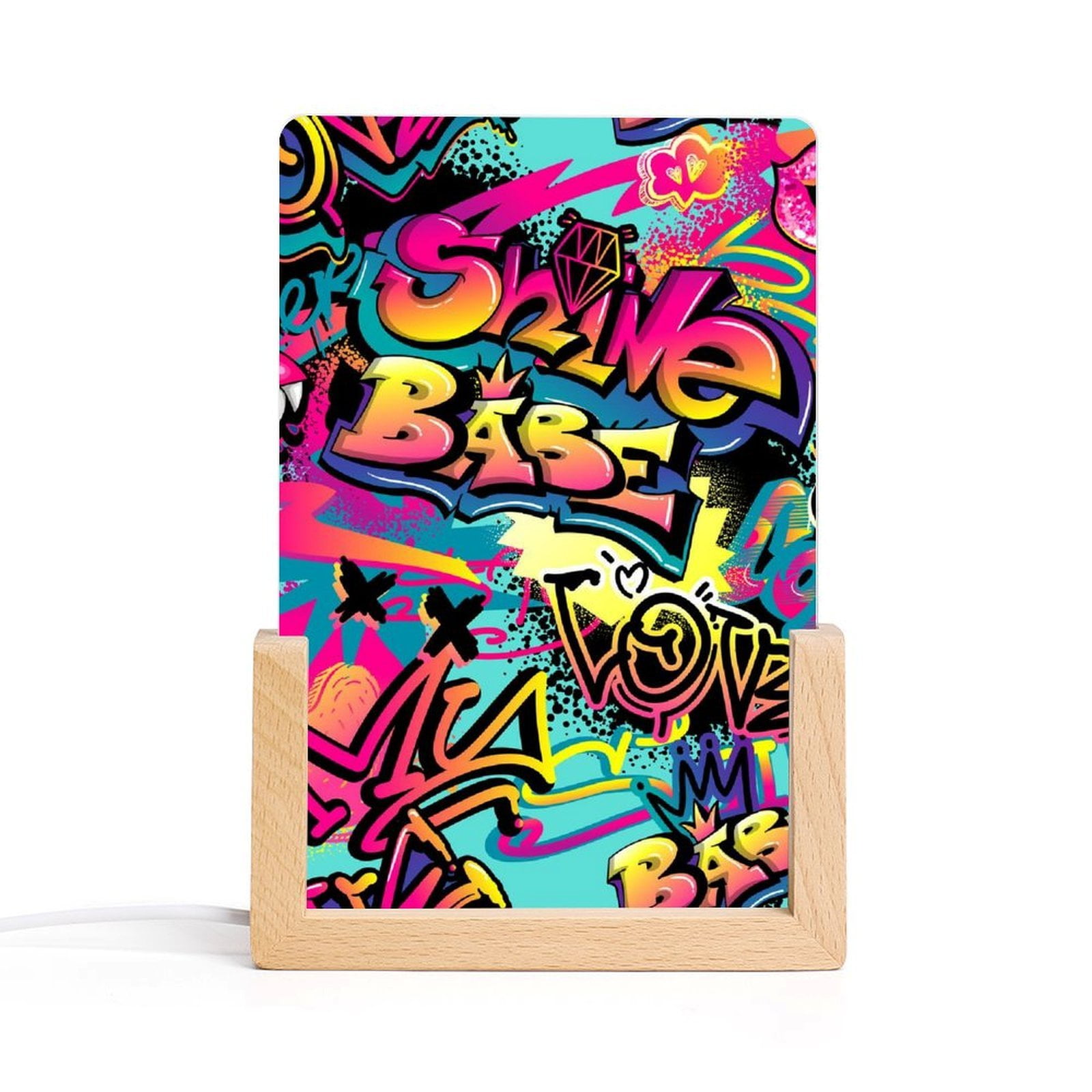 Acrylic Night Light Seven Color Inclined Insert Base Simple ...