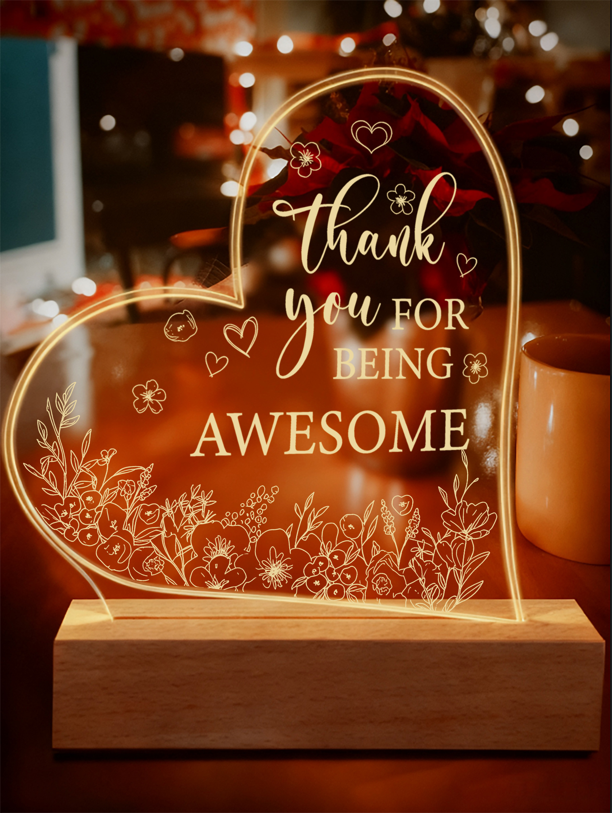 Acrylic Night Light Thank You Gift Inspirational Gift Office Coworker ...