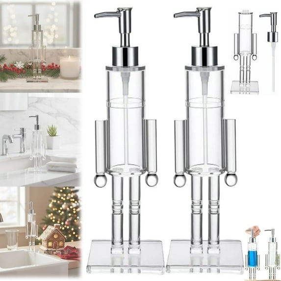 Acrylic Nutcracker Hand Soap Dispenser, Clear Christmas Refillable Soap ...