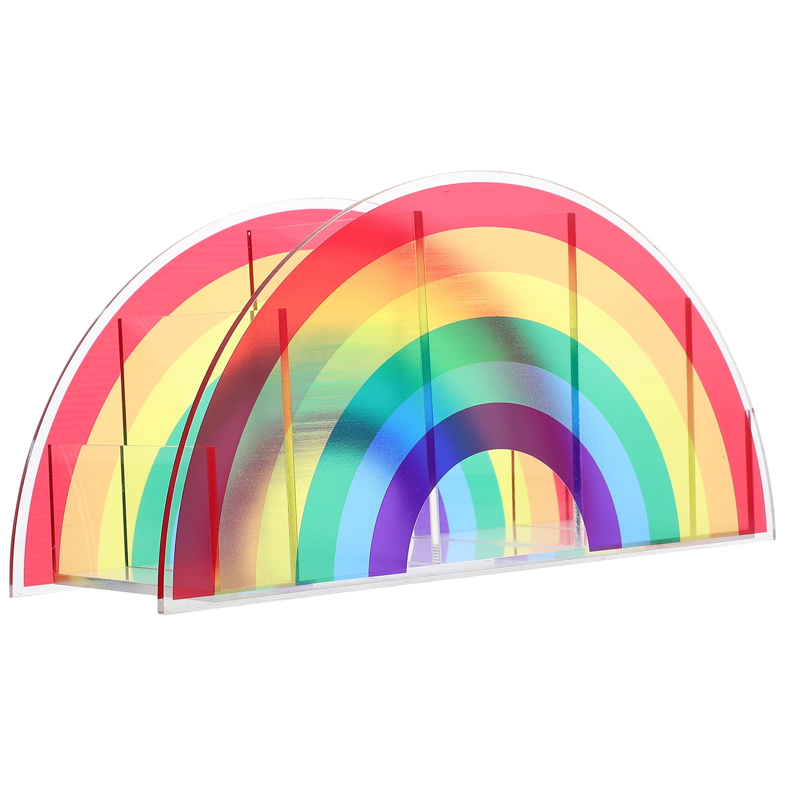 Acrylic Office Desk Organizer Desktop Storage Rainbow Bridge Pen Holder ...
