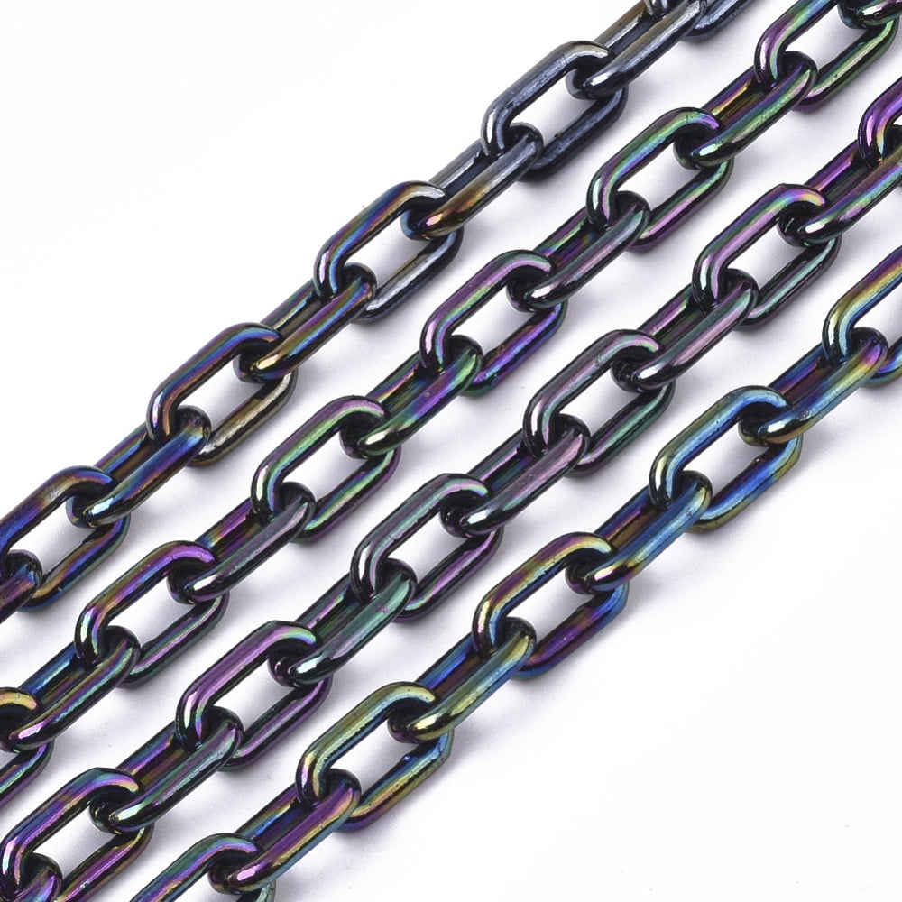 Acrylic Opaque Cable Chains AB Color Oval Black 13x8x2mm 19.68 inch ...