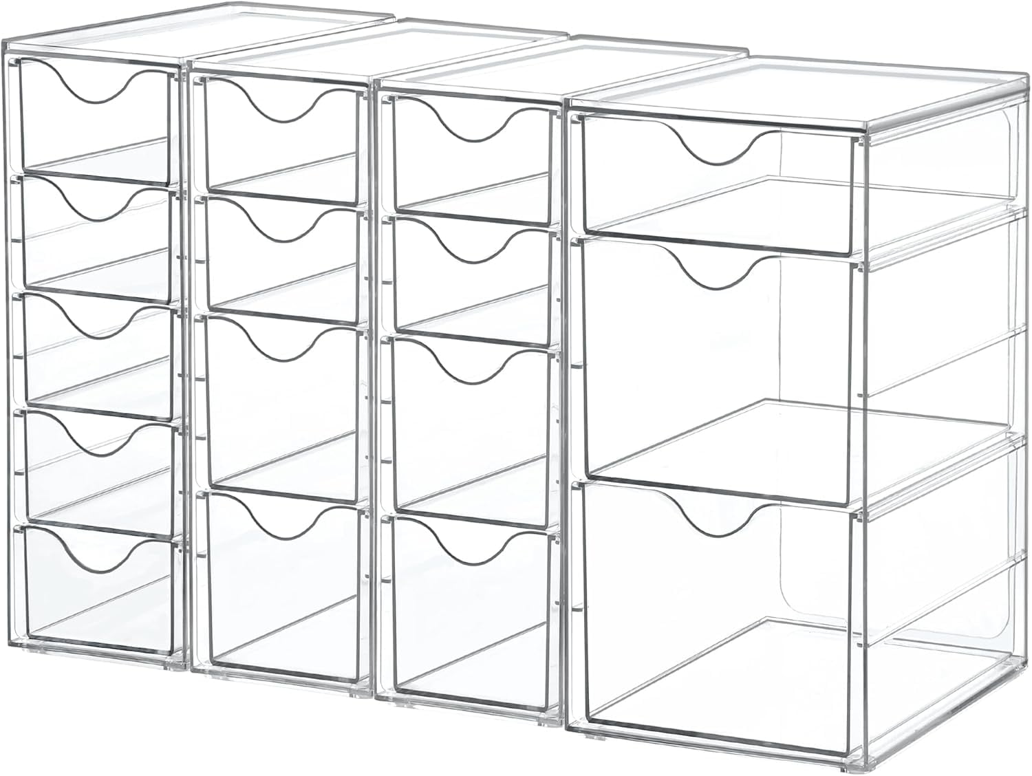 Acrylic Organizer with 16 Drawers (4 Set),Clear Storage Drawers for ...