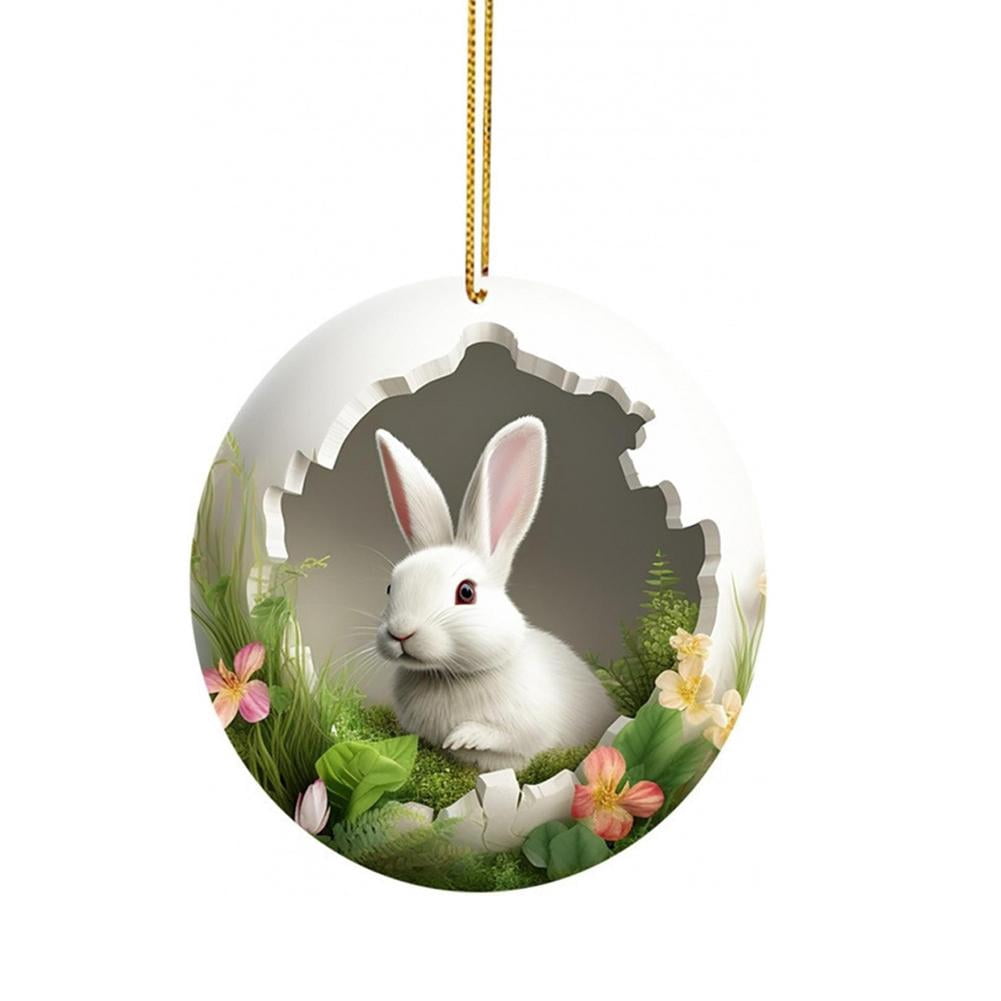 Acrylic Ornament, Cute Rabbit Car Rearview Mirror Hanging Accessory, 2D ...