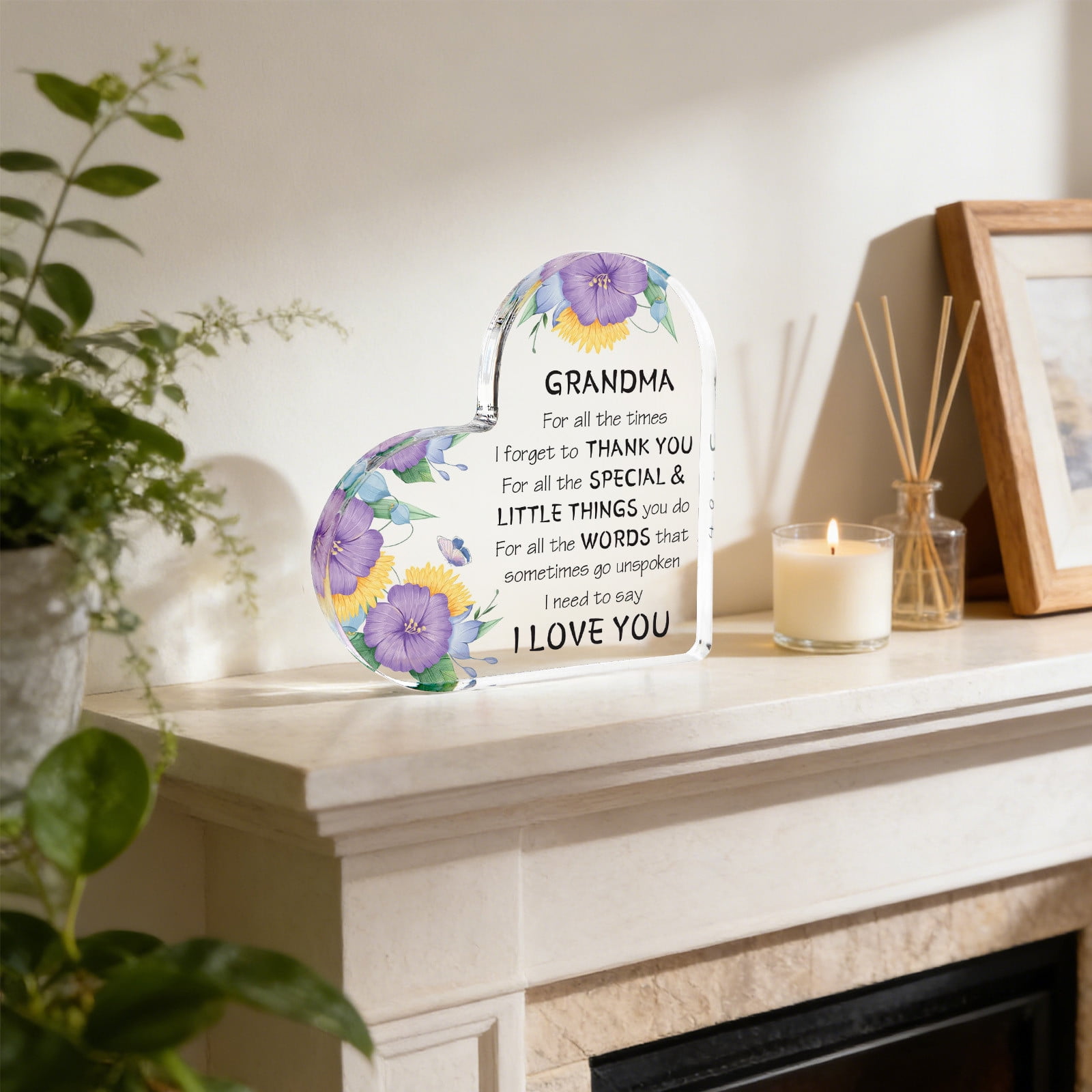 Acrylic Ornament, Heart Shaped Decoration, Blessing Gift for Desk Shelf ...