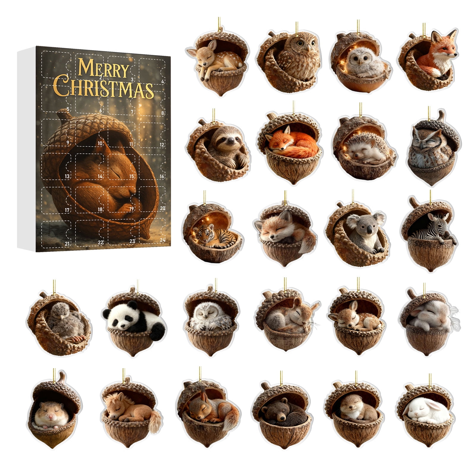 Acrylic Ornaments for Christmas Tree – Forest Animal Acorn Decor Cozy ...