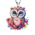 Acrylic Owl Pendant Car Rearview Ornament Car Interior Decor Valentines ...