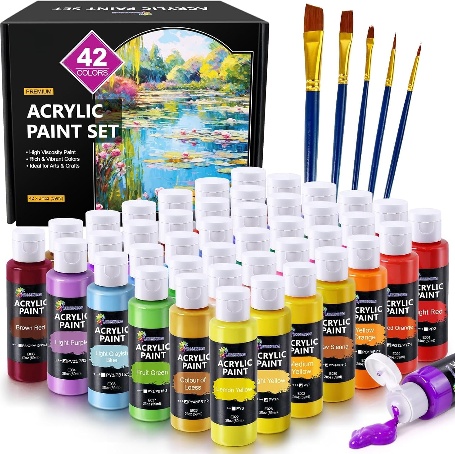 Acrylic Paint, 12 Colors Acrylic Paint Set, 2oz/59ml Bottles, Premium ...